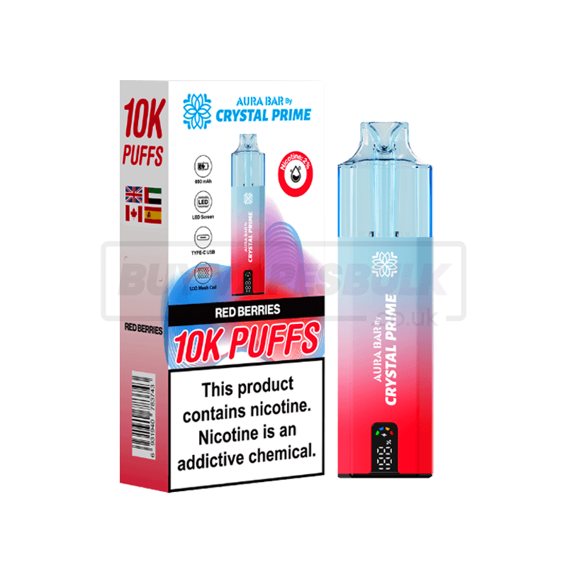 Red Berries Crystal Prime 10K Puffs Dispoable Vape 5 Pack | Buy Vapes Bulk