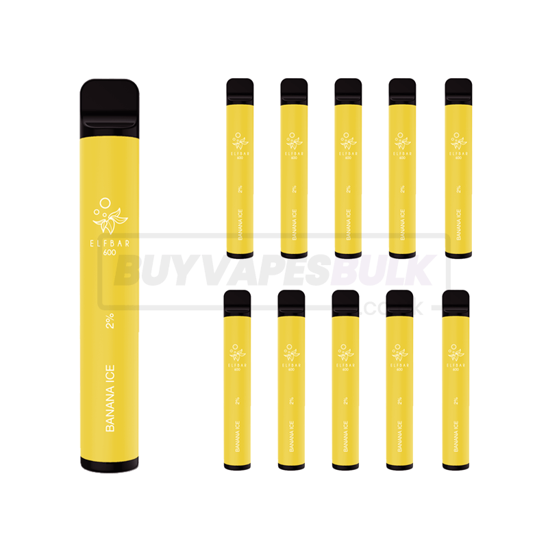 Banana Ice Elf Bar 600 Puff Disposable Vape 10 Pack – Buy Vapes Bulk
