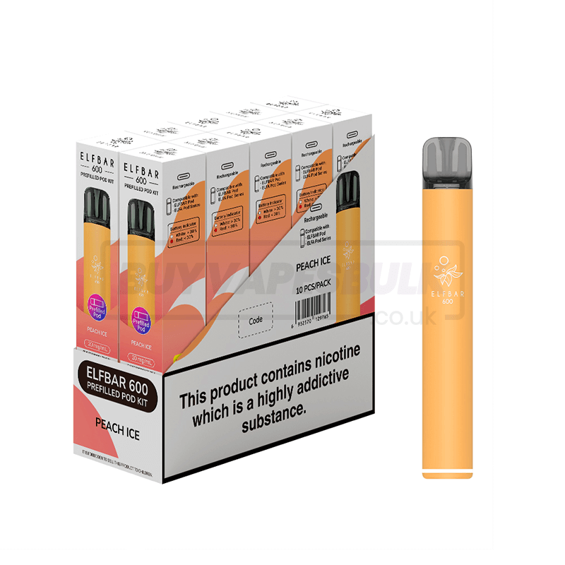 Mango Elfbar 600 Prefilled Vape Kit 10 Pack | Buy Vapes Bulk