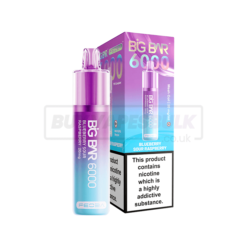Blueberry Sour Raspberry Feoba Big Bar 6000 Puff Disposable Vape 5 Pac ...