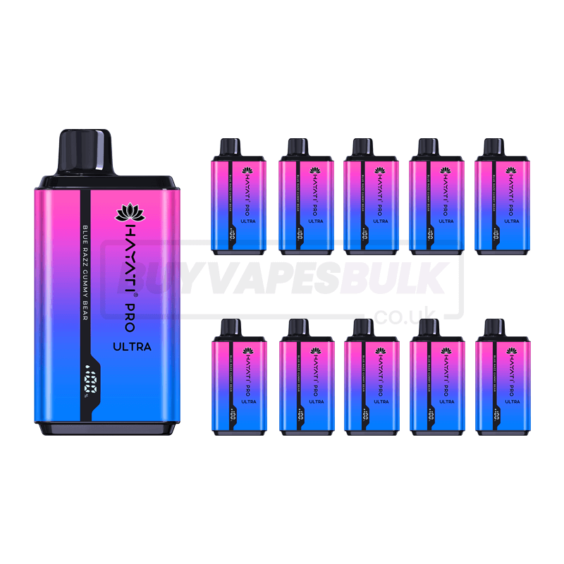 Blue Razz Gummy Bear Hayati Pro Ultra 15000+ Puffs 10 Pack | Buy Vapes Bulk