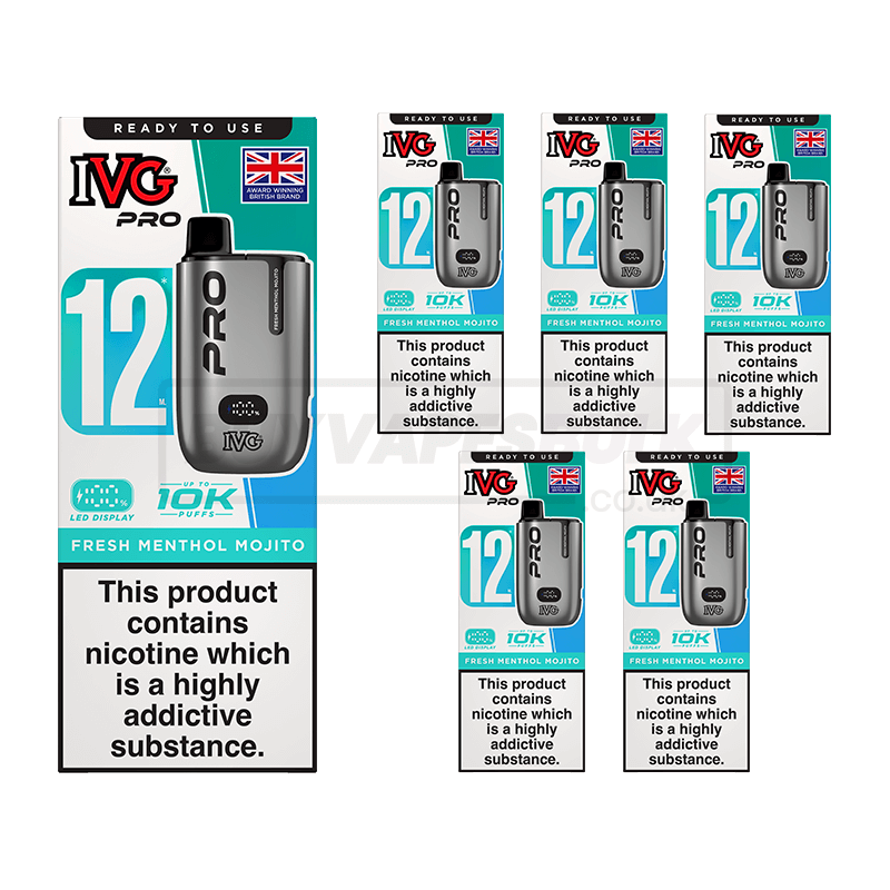 Fresh Menthol Mojito IVG Pro 12 Starter Kit 5 Pack | Buy Vapes Bulk