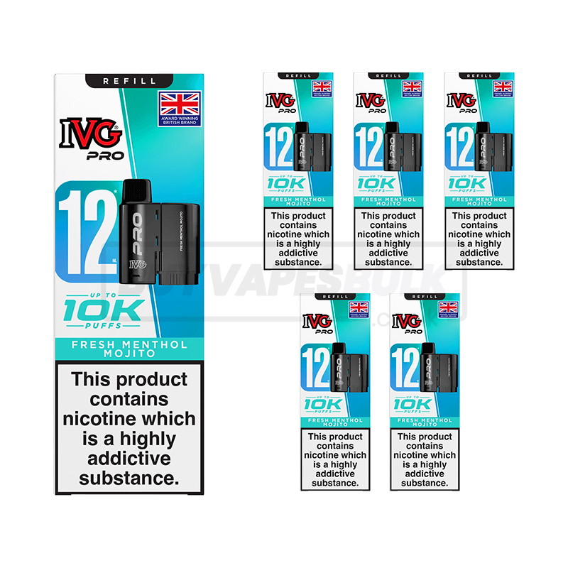 Fresh Menthol Mojito IVG Pro 12 Refill Pods 5 Pack | Buy Vapes Bulk