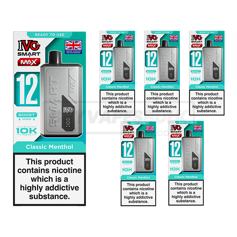 Classic Menthol IVG Smart Max 10K Vape Kit 5 Pack | Buy Vapes Bulk