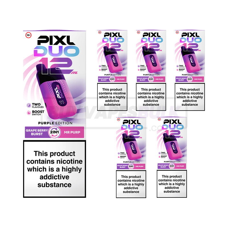 Purple Edition Pixl Duo 12K Disposable Vape 5 Pack | Buy Vapes Bulk