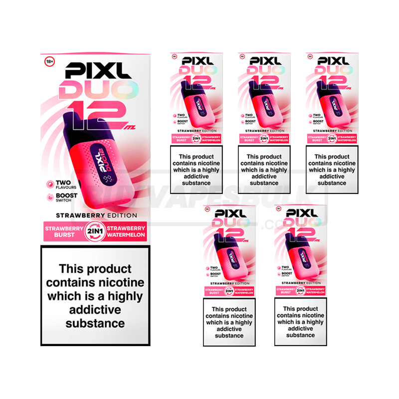 Strawberry Edition Pixl Duo 12K Disposable Vape 5 Pack | Buy Vapes Bulk