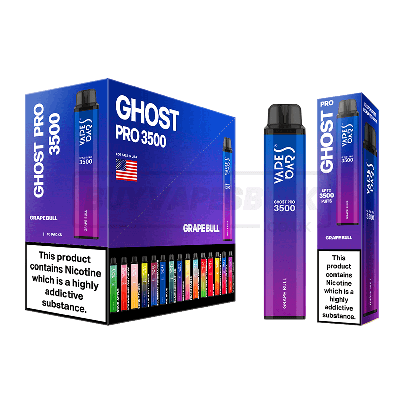 Vapes Bars Ghost Pro 3500 Grape Bull 10 Pack | Buy Vapes Bulk